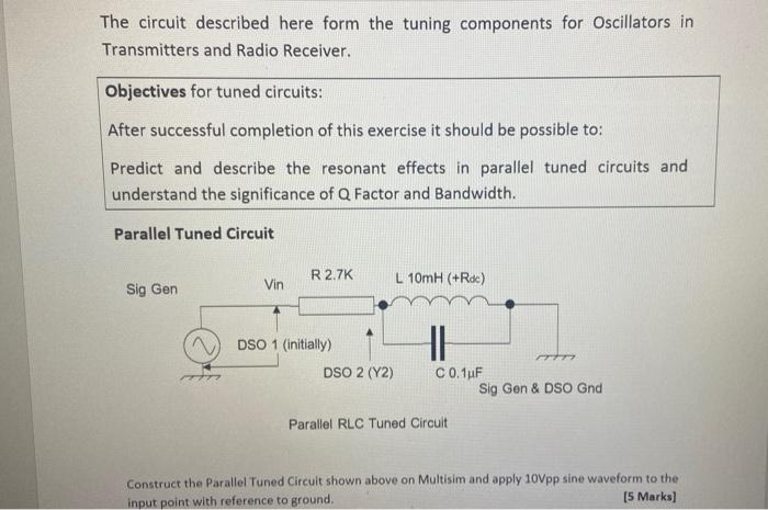 Solved The circuit described here form the tuning components | Chegg.com