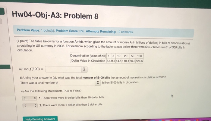 Solved Hw04 Obj A3 Problem 8 Problem Value 1 Points