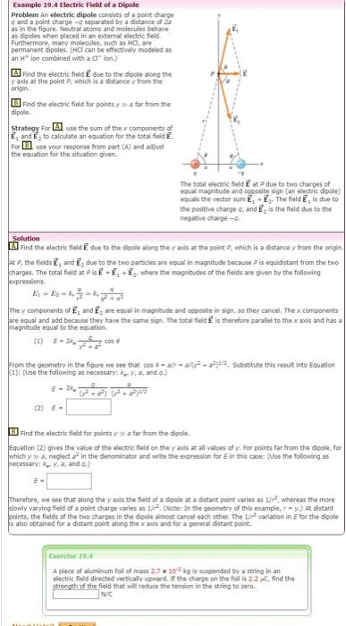 Solved Problem An electric dipole consints of a point tharpe | Chegg.com