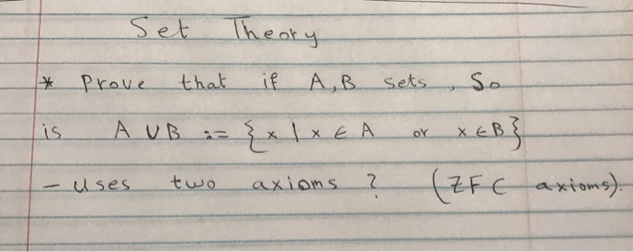 Solved Set Theory * Prove that if A,B sets, so is AUB :- | Chegg.com