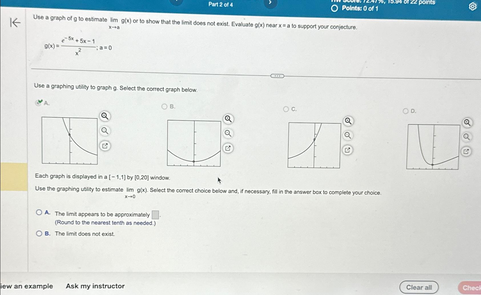 Solved Part 2 of 4\\nPoints: 0 of 1\\nUse a graph of g to | Chegg.com
