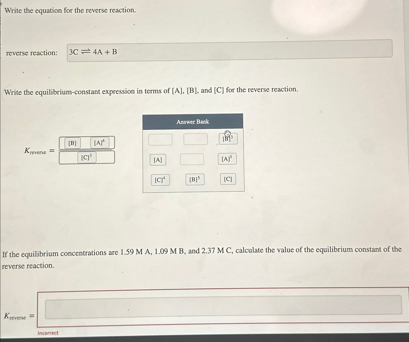 Solved Write the equation for the reverse reaction.reverse | Chegg.com