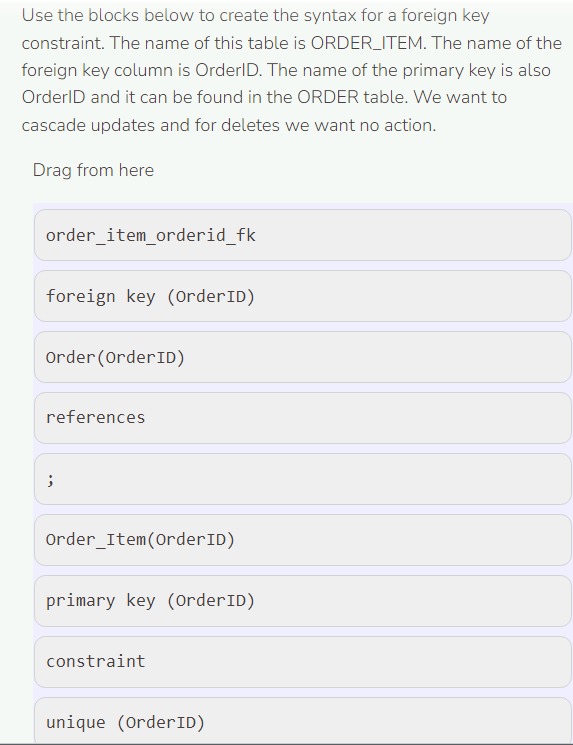 Solved Use the blocks below to create the syntax for a | Chegg.com