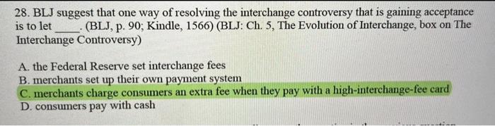 Solved 28. BLJ suggest that one way of resolving the | Chegg.com