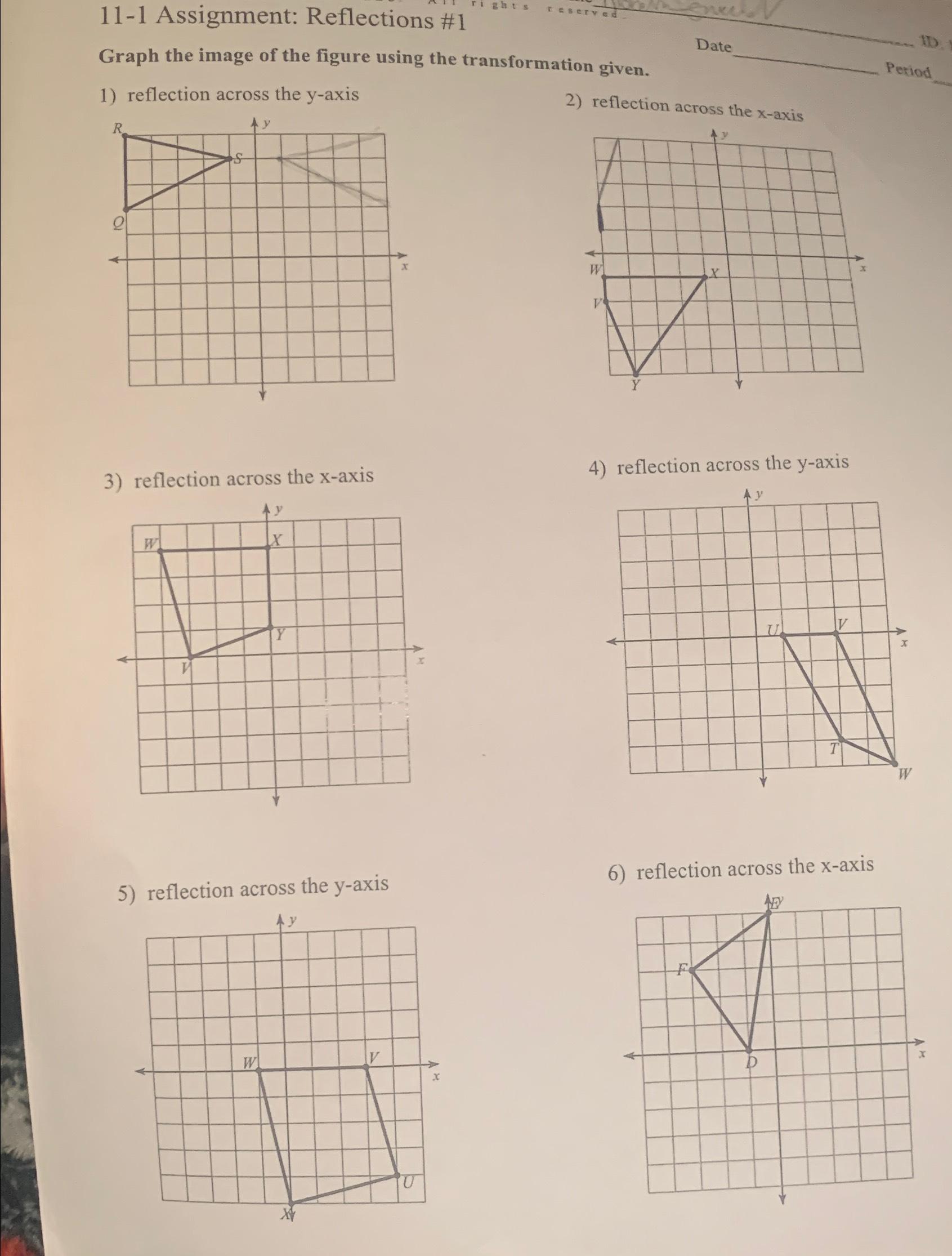 Solved 11-1 ﻿Assignment: Reflections #1Graph the image of | Chegg.com