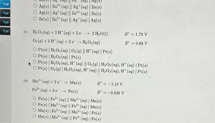 Solved Give the standard line notation for each cell. (a) | Chegg.com