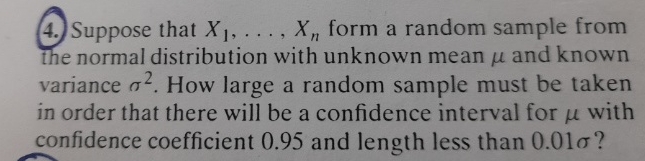 Solved 4.) ﻿Suppose that x1,dots,xn ﻿form a random sample | Chegg.com