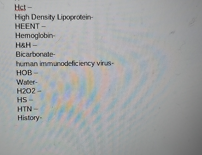 High Quality SOLUTION Hct-High Density Lipoprotein-HEENT -Hemoglobin-H ...