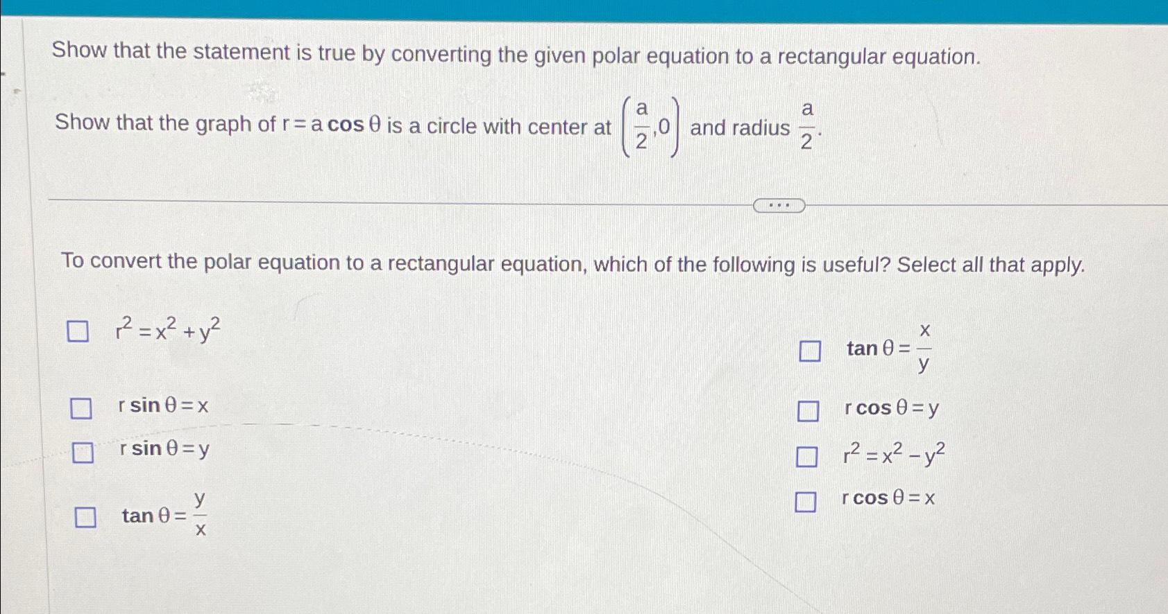 Show that the statement is true by converting the | Chegg.com