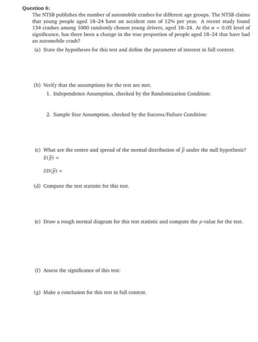 Solved Question 6: The NTSB publishes the number of | Chegg.com