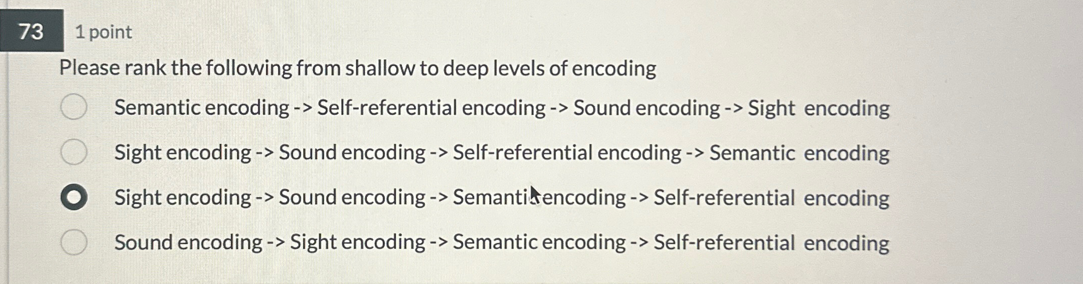 Solved 731 ﻿pointPlease rank the following from shallow to | Chegg.com