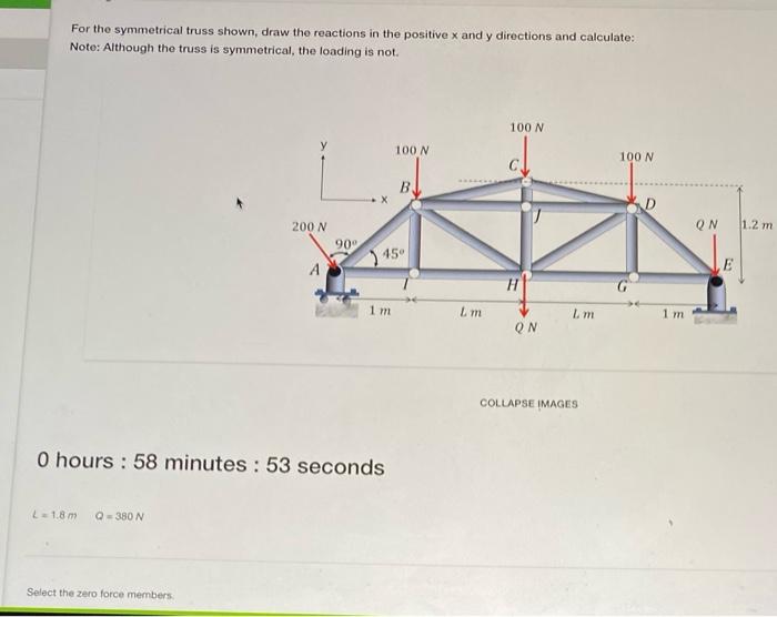 Solved For the symmetrical truss shown, draw the reactions | Chegg.com