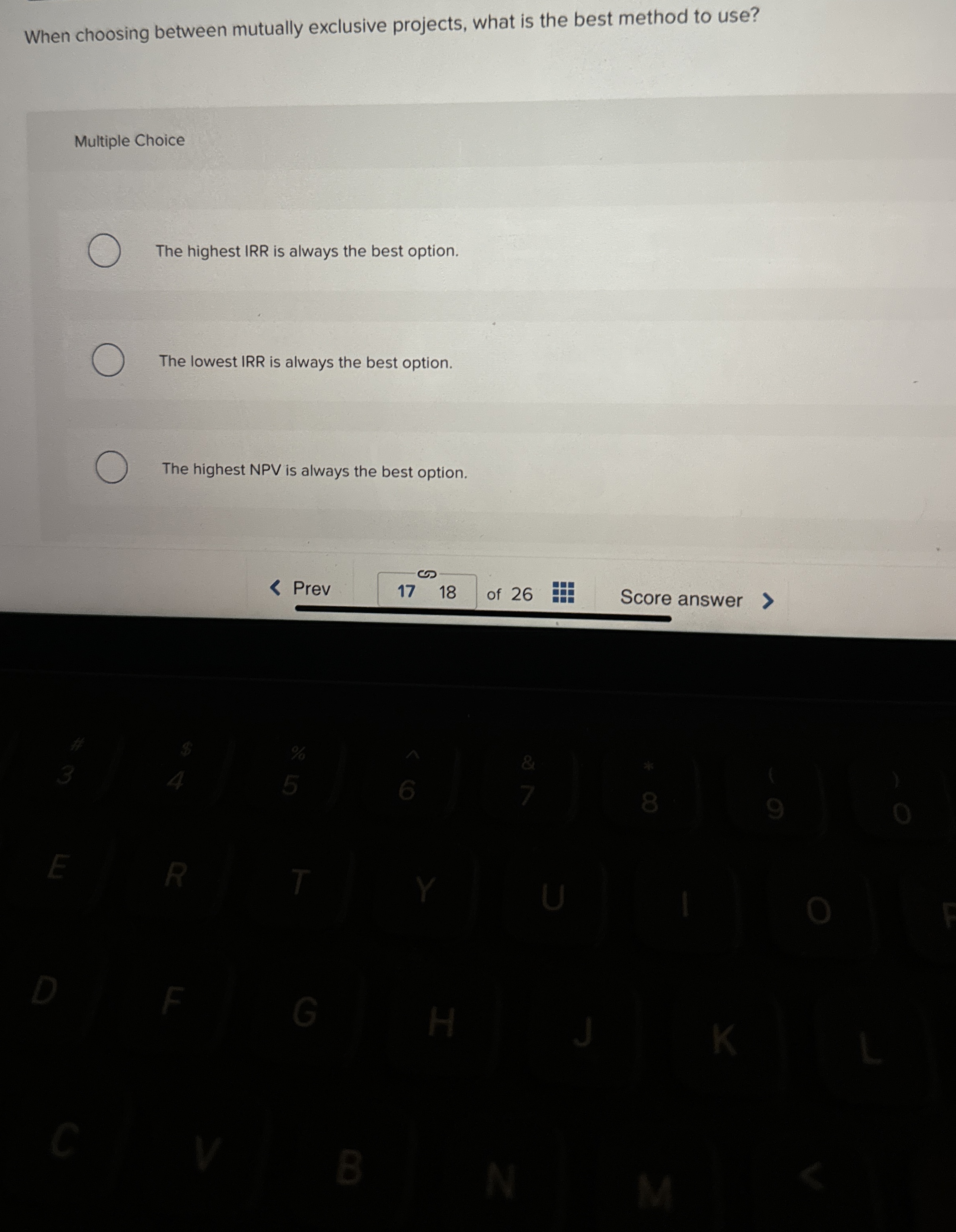 Solved When choosing between mutually exclusive projects, | Chegg.com