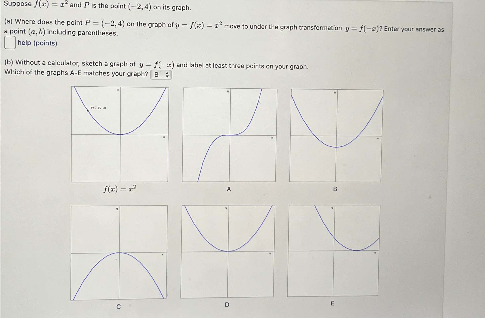 Solved Suppose f(x)=x2 ﻿and P ﻿is the point (-2,4) ﻿on its | Chegg.com