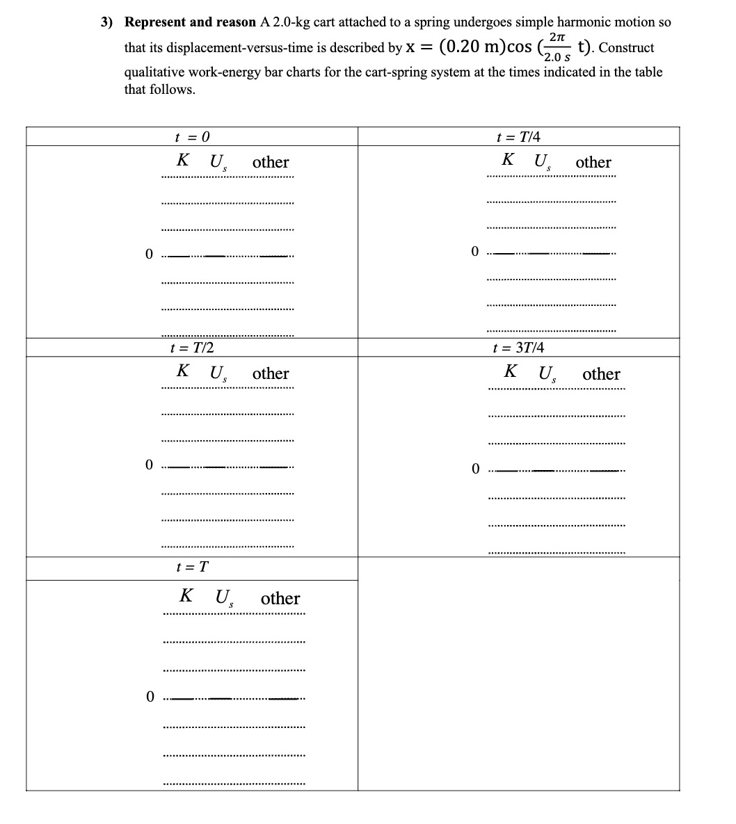 Solved PLEASE DRAW OUT THE WORK ENERGY BAR CHART. THANK YOU! | Chegg.com