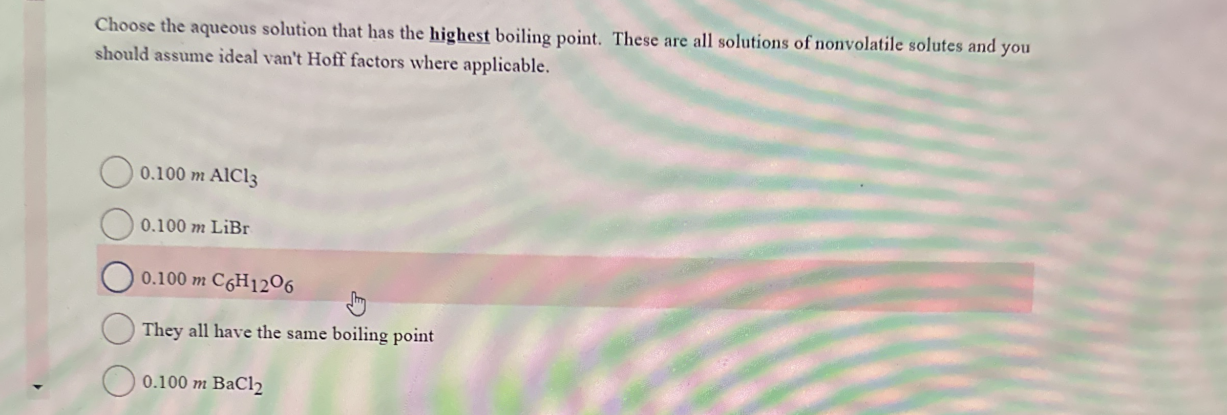 Choose the aqueous solution that has the highest | Chegg.com