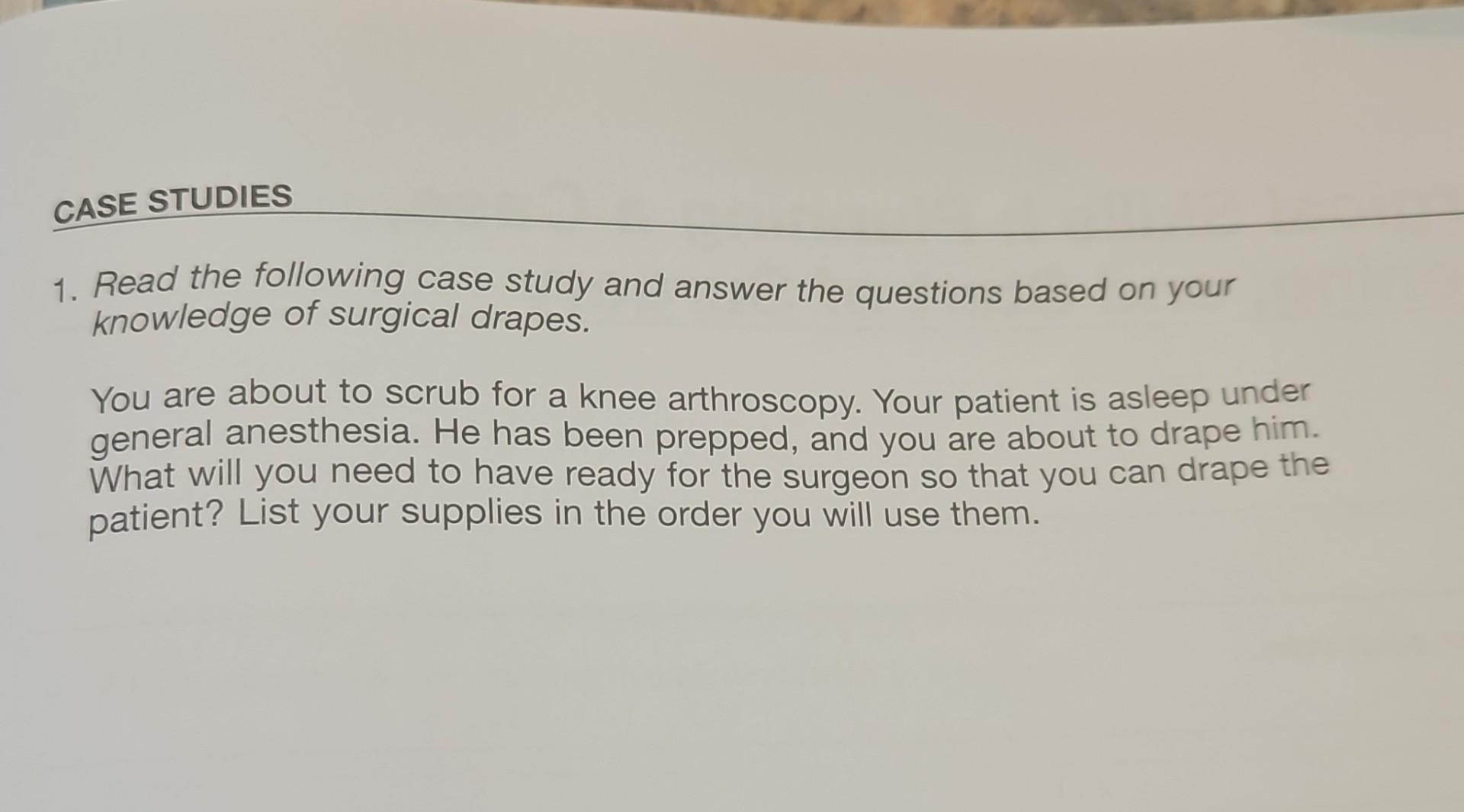 Solved 1. Read the following case study and answer the | Chegg.com