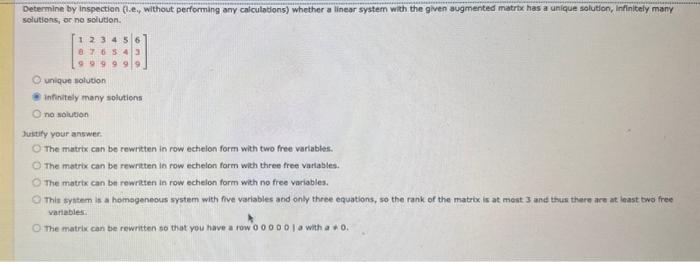 Solved Determine by inspection (t.e., without performing any | Chegg.com
