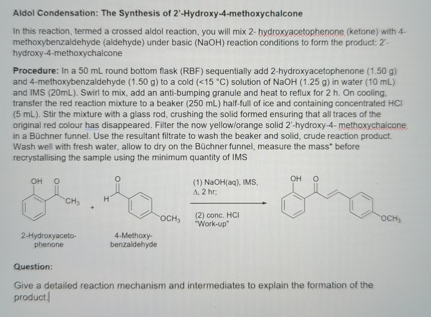 Solved Aldol Condensation: The Synthesis of | Chegg.com