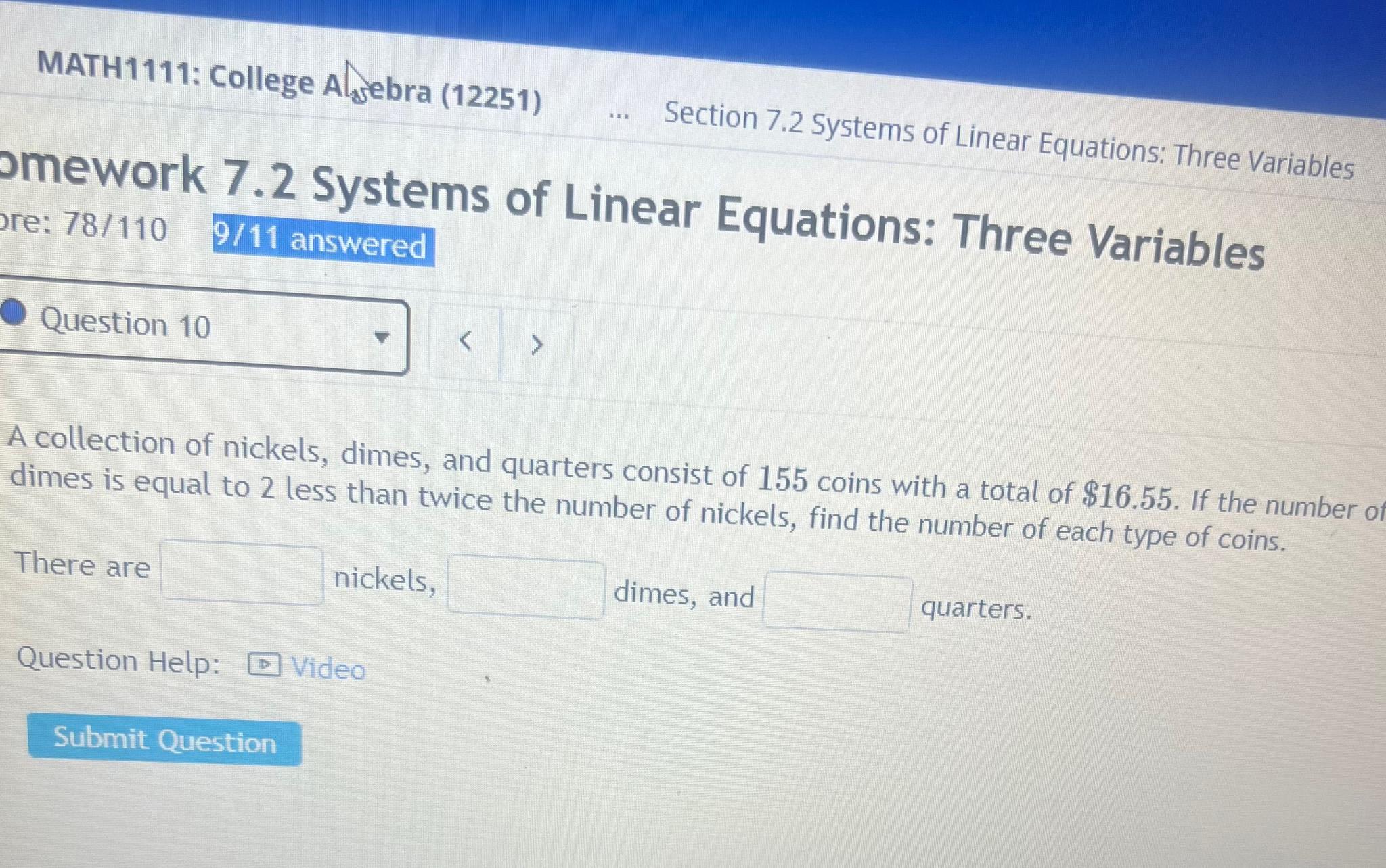 Solved Math1111 College Alsebra 12251 Section 7 2 ﻿systems