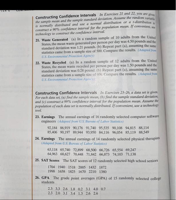 Solved TER CON Constructing Confidence Intervals In | Chegg.com