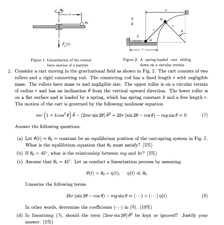Solved Figure 1: Linearization of the centralforce motion of | Chegg.com