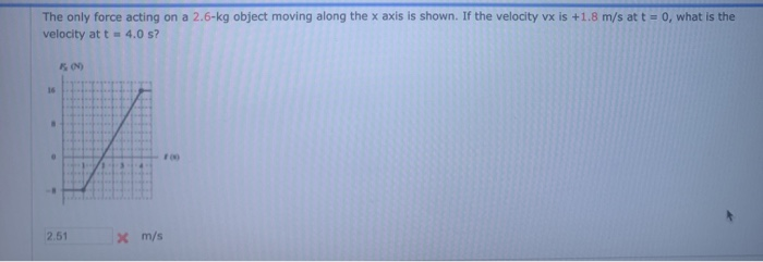 Solved The Only Force Acting On A 2 6 Kg Object Moving Along
