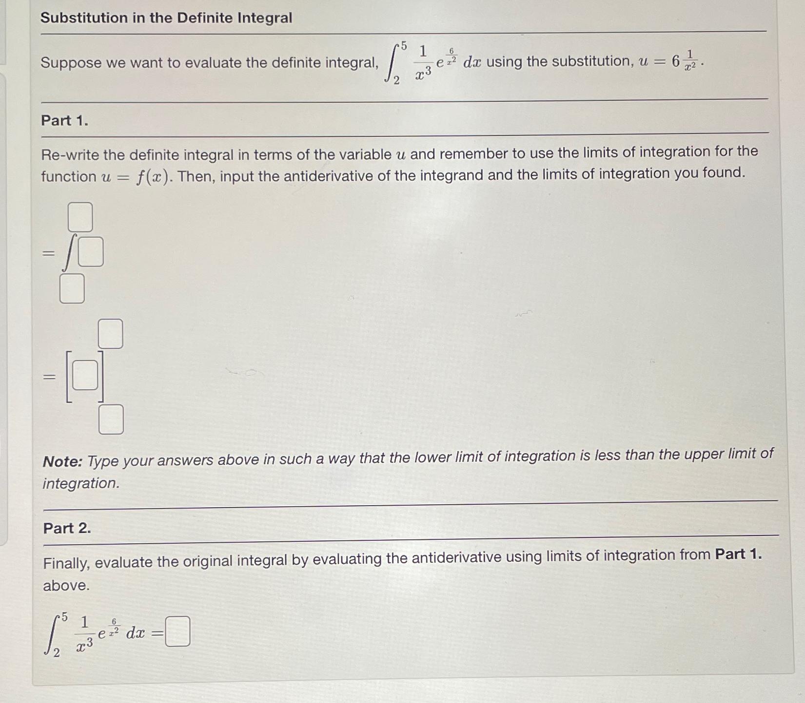 Solved Substitution in the Definite IntegralSuppose we want | Chegg.com