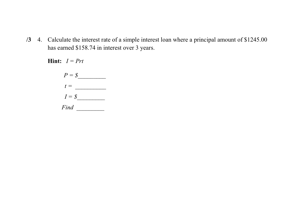 Solved /3 4. ﻿Calculate the interest rate of a simple | Chegg.com