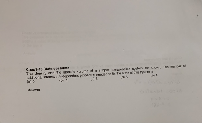 Solved Chap1-10 State postulate The density and the specific | Chegg.com