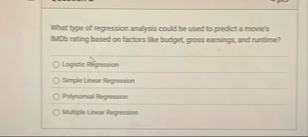 What type of regression analysis could be used to | Chegg.com