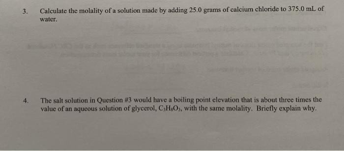 Solved elow is a table of Kb and Kf values for several | Chegg.com