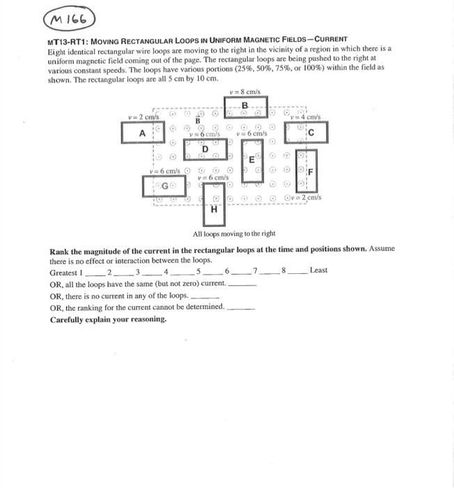 Solved M166) MT13-RT1: MOVING RECTANGULAR LOOPS IN UNIFORM | Chegg.com