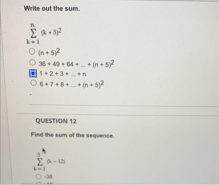 Solved Write out the sum. | Chegg.com