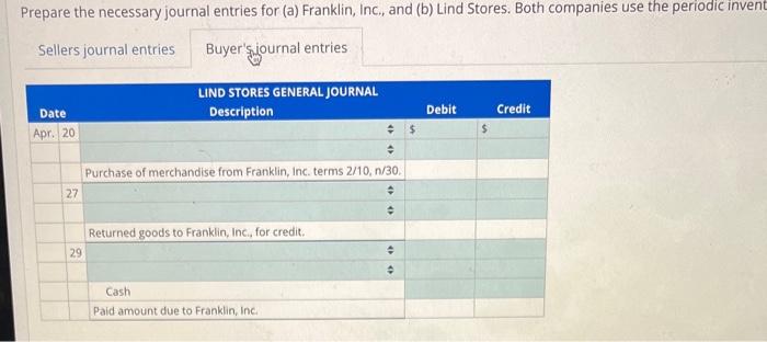 Solved Journal Entries for Merchandise Transactions on | Chegg.com