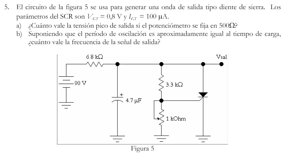 El circuito de la figura 5 ﻿se usa para generar una | Chegg.com