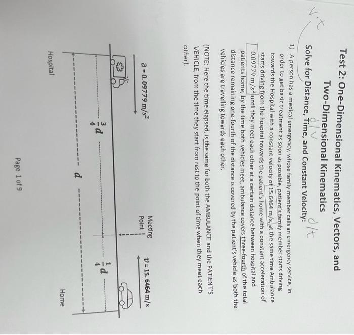 Solved Test 2: One-Dimensional Kinematics, Vectors, and | Chegg.com