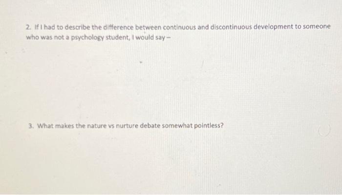 Solved 2. If I had to describe the difference between | Chegg.com