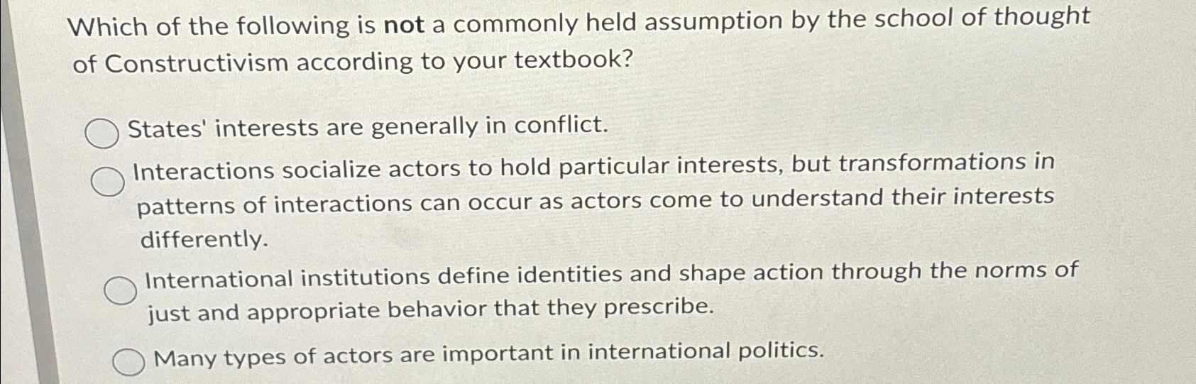 Solved Which of the following is not a commonly held | Chegg.com