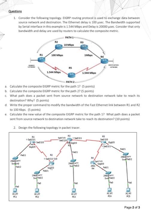 Questions 1. Consider the following topology. EIGRP | Chegg.com