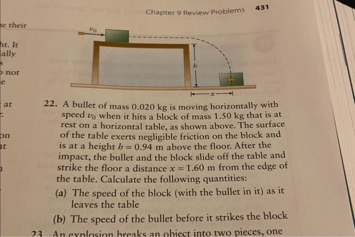 Solved Chapter 9 Review Problems 431 22. A bullet of mass | Chegg.com