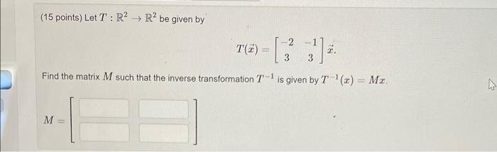 Solved (15 points) Let f: R2 R3 be the linear transformation | Chegg.com