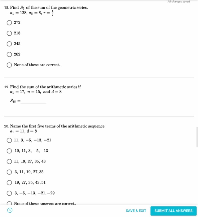 Solved 13. Find Sy of the sum of the geometric series. a = | Chegg.com