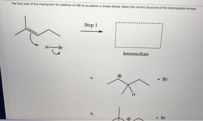 Solved The first step of the mechanism for addition of HBr | Chegg.com
