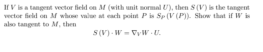 Solved If V ﻿is a tangent vector field on M (with unit | Chegg.com