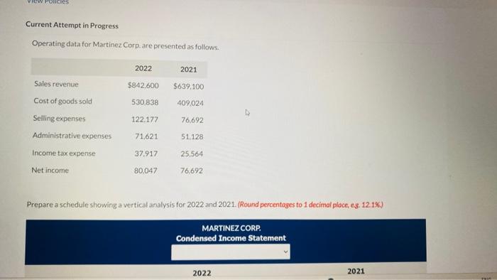 Solved Current Attempt in Progress Operating data for | Chegg.com