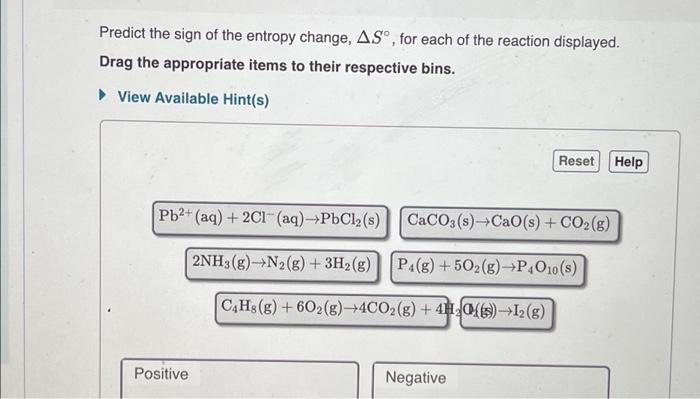 Solved Predict the sign of the entropy change, ASO, for each | Chegg.com