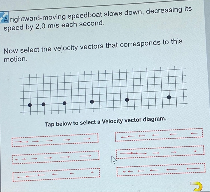 Solved rightward-moving speedboat slows down, decreasing its | Chegg.com