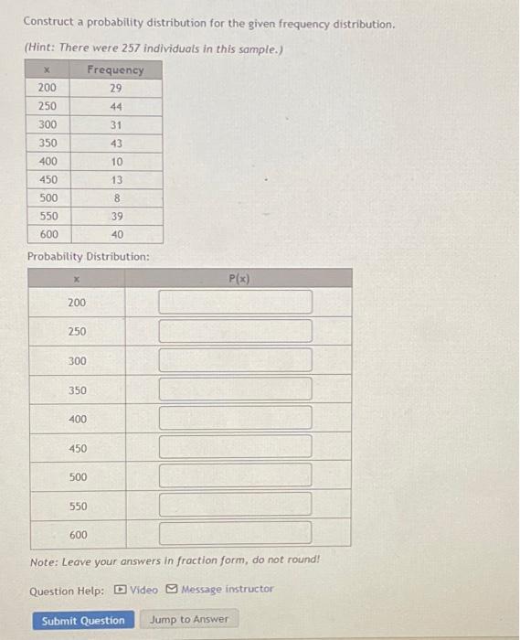 Solved Construct a probability distribution for the given | Chegg.com
