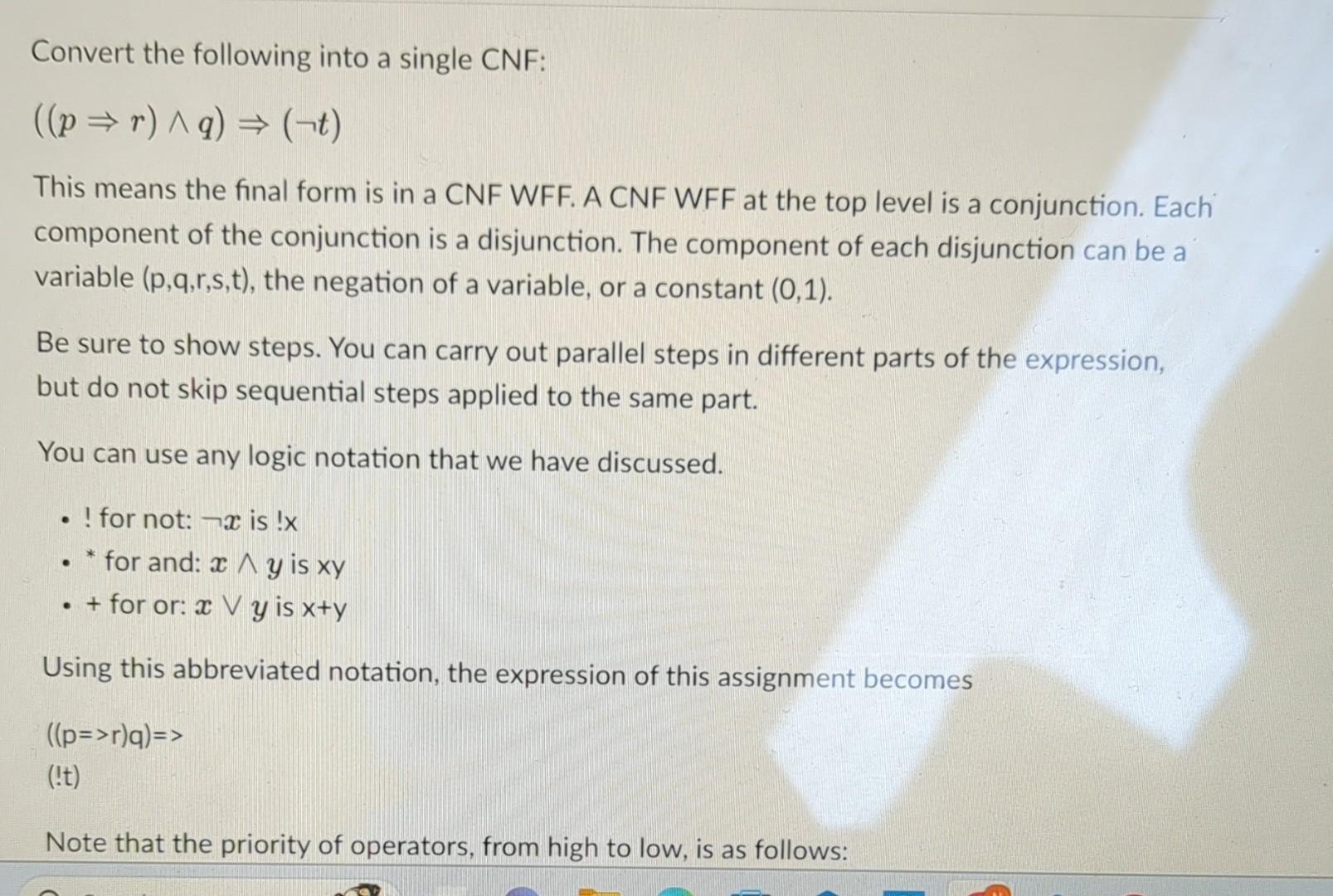 Solved Note that the priority of operators, from high to | Chegg.com